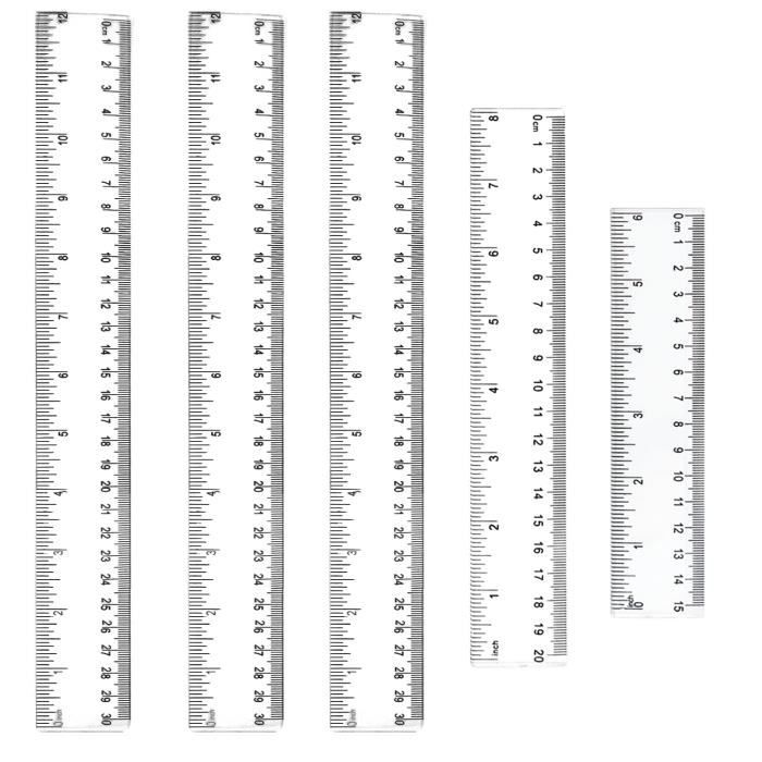 Règle Transparente En Plastique, Lot De 5 Règles Droites, 15-20-30 Cm ...