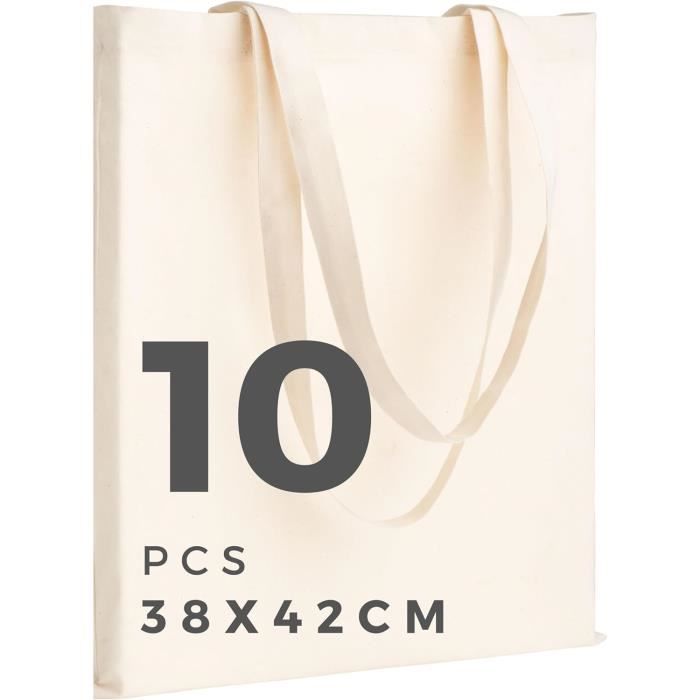 ® Lot De 10 Sacs En Toile De Jute De Qualité 145 G-M² - Dimensions : 38 ...