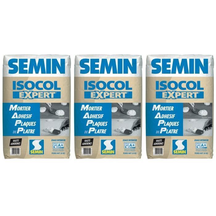 Semin Mortier Adhésif Isocol Expert - Plaques de Plâtre - Poudre - Sac ...