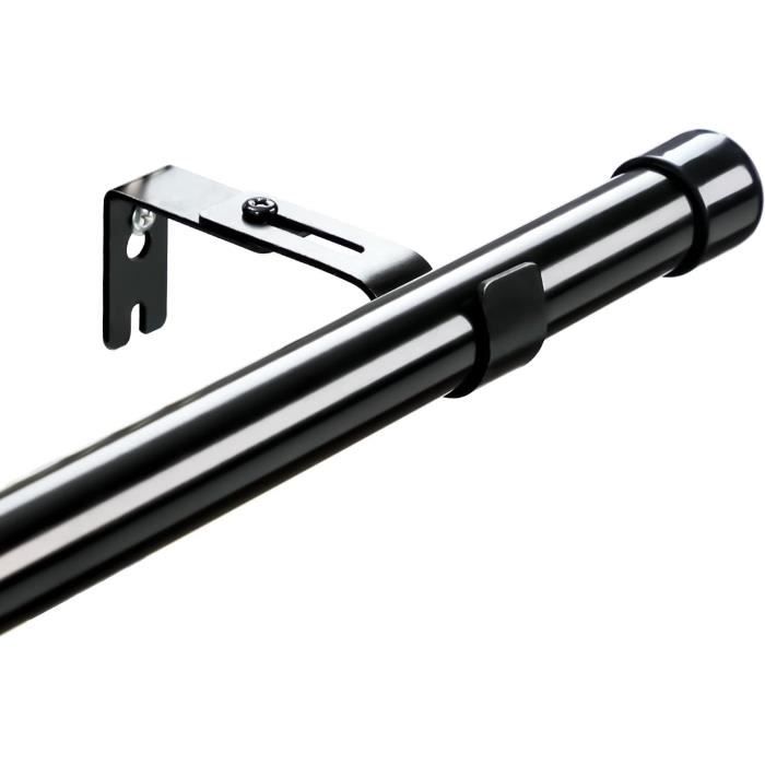 Harrms Barre à rideaux Noir Extensible, 76-365cm, tringle à rideaux réglable en métal, Barre à ...