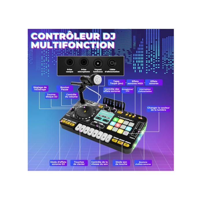 Table de mixage DJ - Pupitre pour enfants de 3 à 10 ans - Contrôleur DJ ...