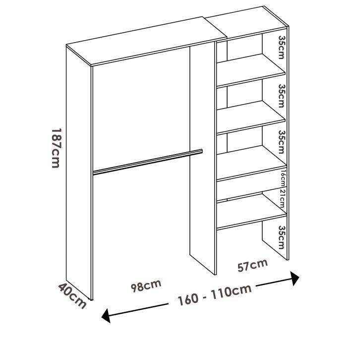 Armoire dressing en panneau de particules mélaminés avec un tiroir ...