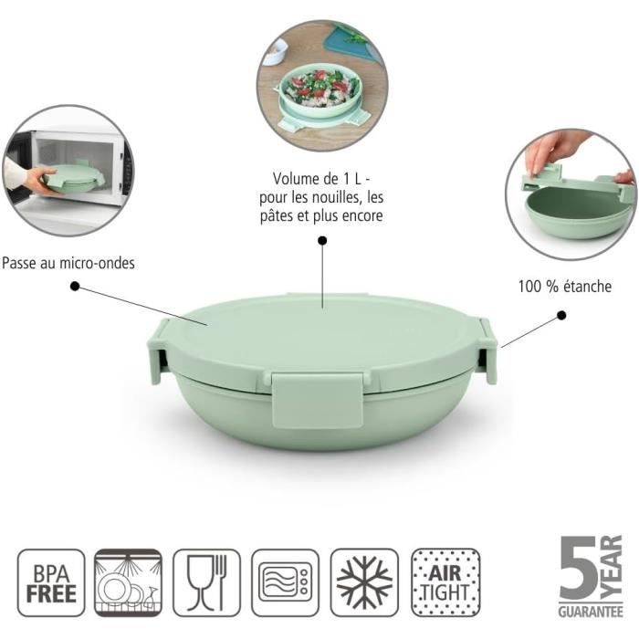 Boîte Ronde Make & Take 1L - Design Compact & Plat - Couvercle À Clips ...