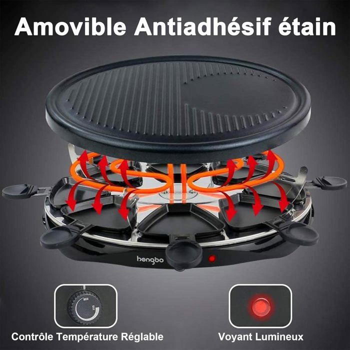 Appareil Raclette 8 Personnes Plancha Electrique Grill Thermostat ...