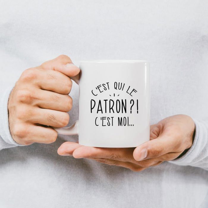 MUG - TASSE - MAZAGRAN-Blanc Mug C'est Qui Le Patron - Cadeau Collègue ...
