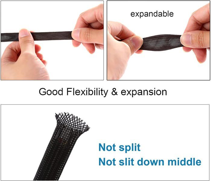 3mm-7.5m Gaine Câble Tressée Extensible Manchon de Câble Cache Fil ...