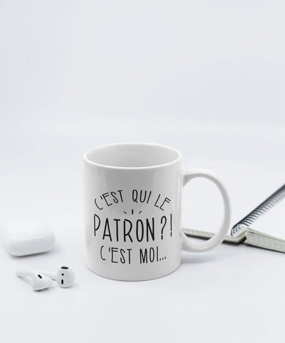 MUG - TASSE - MAZAGRAN-Blanc Mug C'est Qui Le Patron - Cadeau Collègue ...