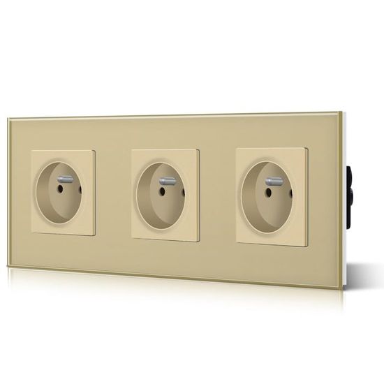 Prise Murale Prises De Courant Alternatif 3 Gang Cadre En Verre Trempé ...