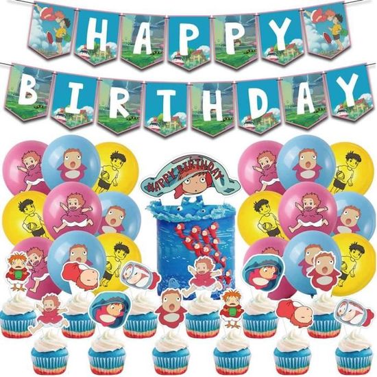 Ponyo Anniversaire Decoration 32 Pièces Thème Ponyo Fête D'Anniversaire ...