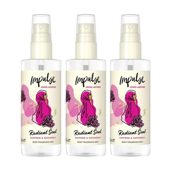 Impulse - Body Mist Radiant Soul - Saffron & Patchouli - 100ml - Pack de 3 - Cdiscount Au quotidien