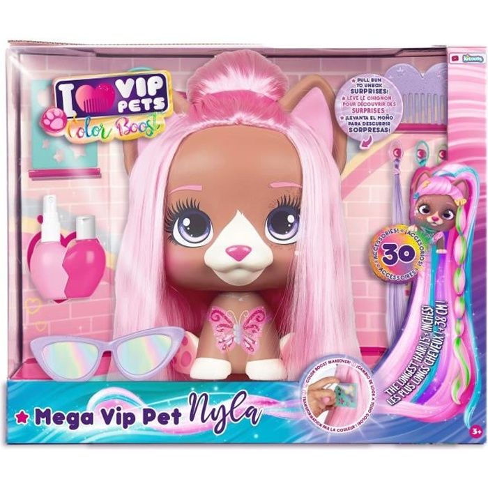 Tête à coiffer Mega VIP Pets - Cheveux de 43 cm - 30 accessoires inclus ...