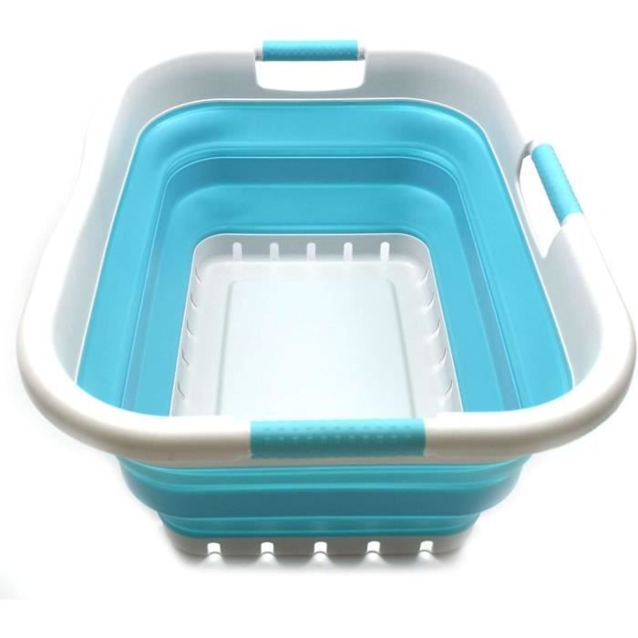 41 Litre Panier À Linge Pliable En Plastique 3 Poignées Boîte De ...