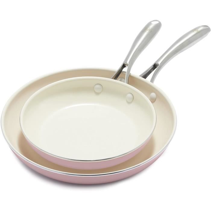 Set de Poêles à Frire 20 cm et 26 cm en Antiadhésive Céramique Saine, Sans PFAS, Poignée en ...
