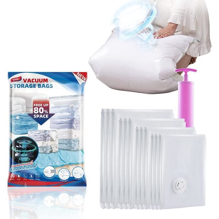 LIWI-Sacs de rangement sous vide avec pompe à main, Combo 12 packs de ...