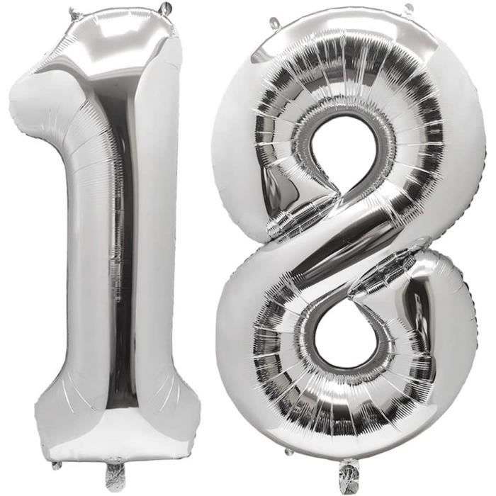 Ballon Chiffre Anniversaire 18 Ballons Numériques En Aluminium,100 Cm ...