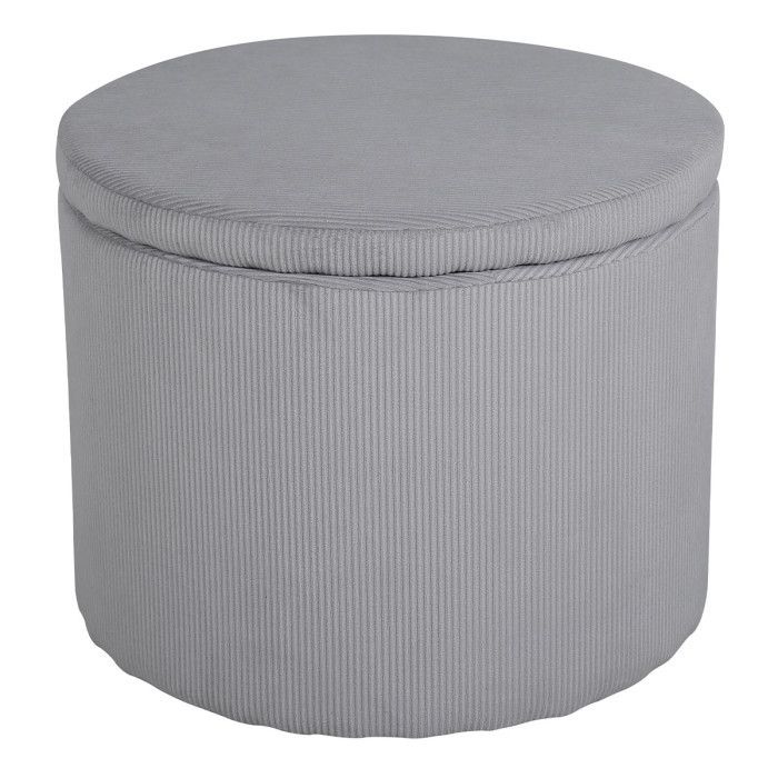 Pouf rond avec rangement en velours côtelé Dunken Gris - Cdiscount Maison
