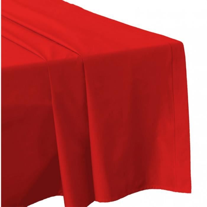 DRAP PLAT 270 x 300 ROUGE Véritable Percale de coton 80 fils ...