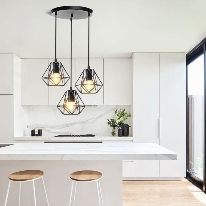 Sayoo Suspension Luminaire Lustre Plafonnier Vintage, Disque 3 Lumières ...