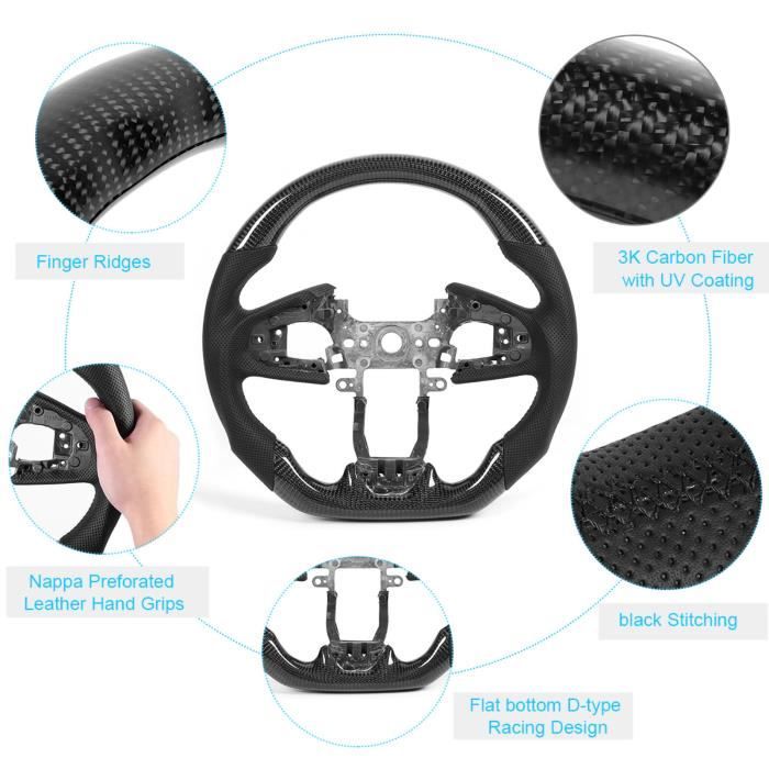 Dilwe remplacement du volant de performance Volant en fibre de carbone en cuir préforé Nappa ...