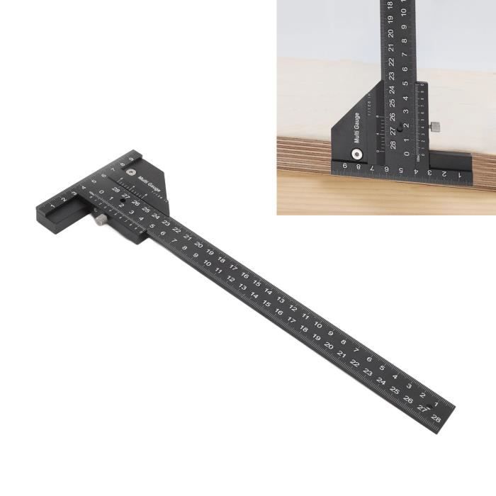 Duokon Règle Bois Multifonction T en Alliage d'Aluminium Noire Outil de ...