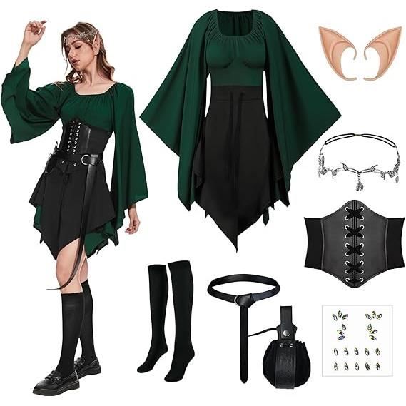 Lot de 8 robes médiévales pour femme-Robe traditionnelle Renaissance ...