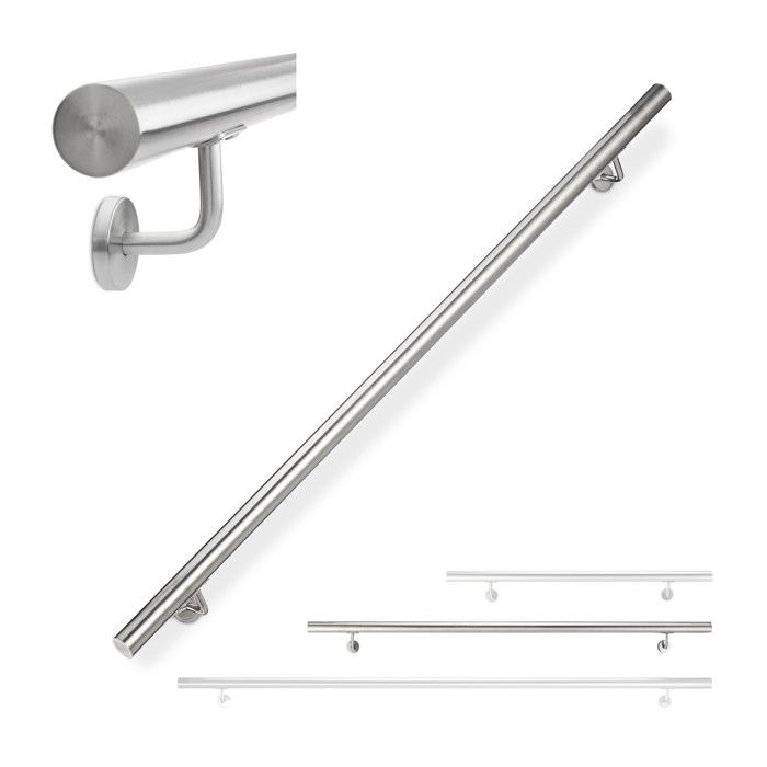 Relaxdays Main courante, inox 304, rambarde escalier ronde, intérieur ...