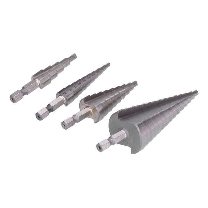 VBESTLIFE Foret étagé 4 perceuses pas à pas durables en acier à haute ...