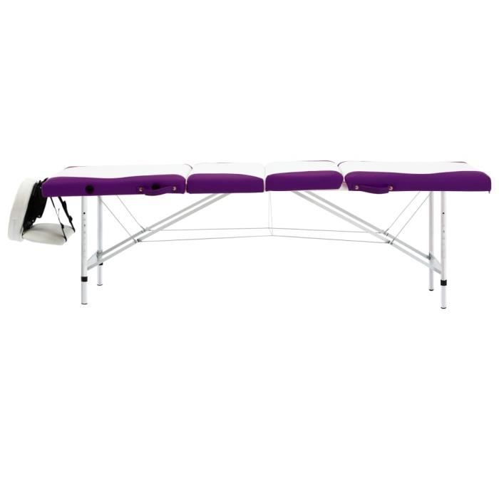 Table De Massage Pliable 4 Zones Aluminium Blanc Et Violet Yin