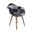 Fauteuil Patchwork bleu gris - Cdiscount Maison