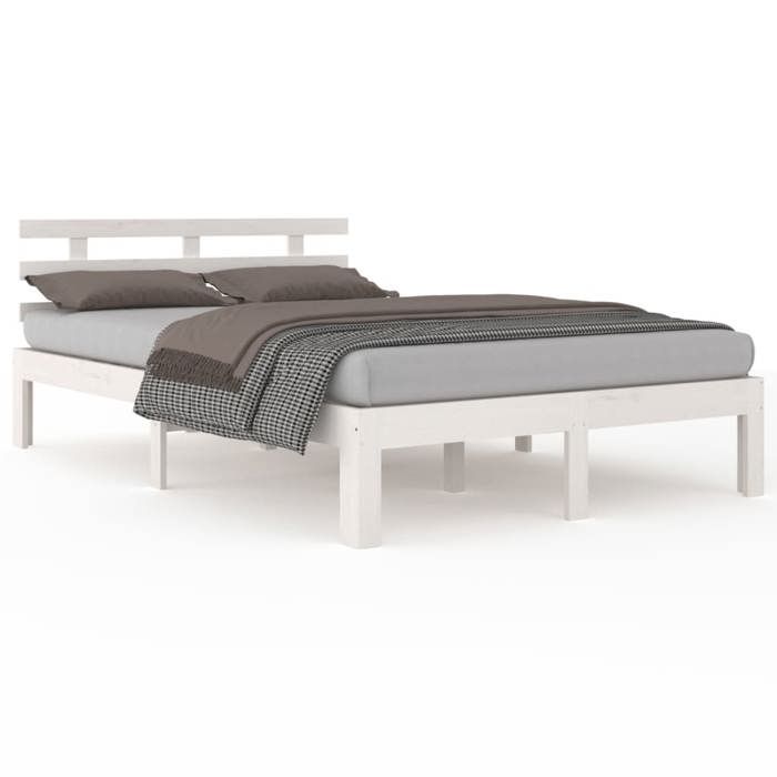 Lit Adulte-Structure de lit-Cadre de lit sans matelas blanc 140x190 cm ...