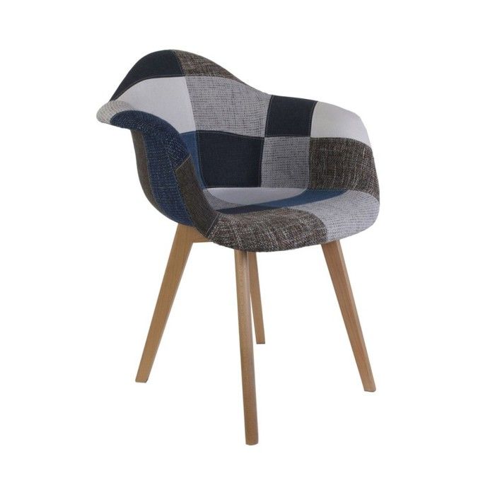Fauteuil Patchwork bleu gris - Cdiscount Maison