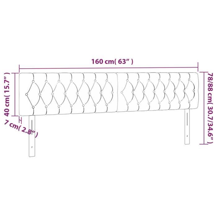 Tête de lit à LED Crème 160x7x78/88 cm Tissu DIOCHE7807118365907 ...