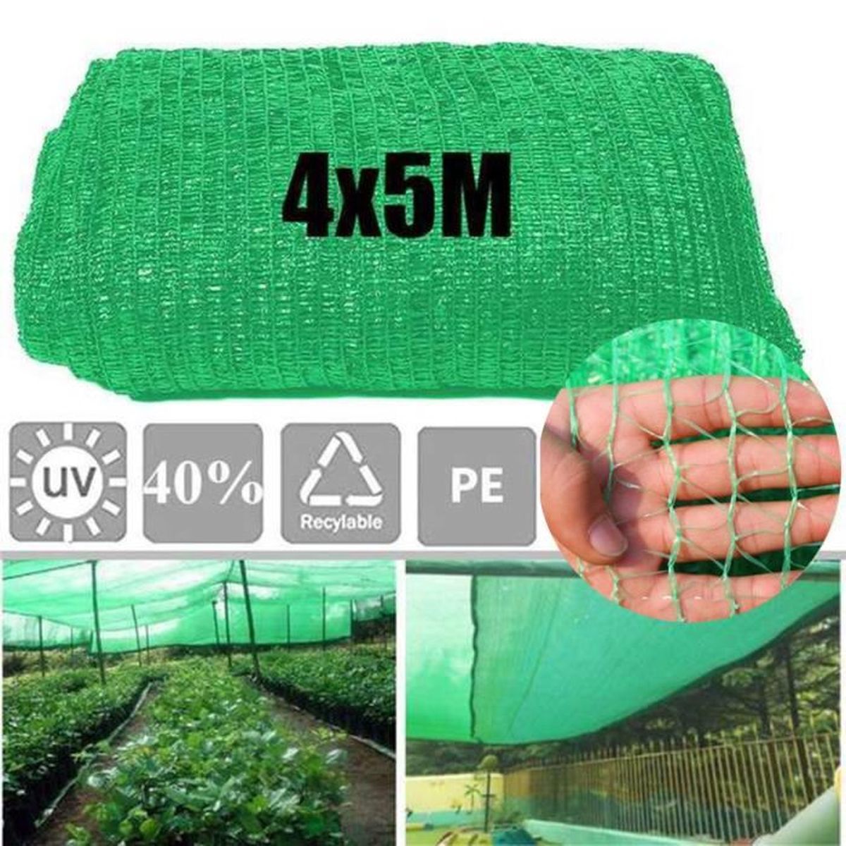 4 x 5 m Filet de Protection Jardin pour Bassin en Maille Protection des ...