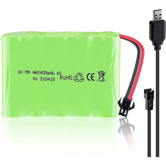 Batterie rechargeable - YUNIQUE FRANCE - 6V Ni-Mh - 2400 mAh - Câble de ...