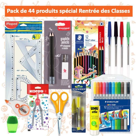 Pack 44 fournitures scolaires pour la rentrée des classes - Cdiscount ...