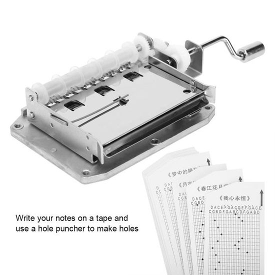 Kit de boîte à musique mouvement à manivelle + ruban blanc + trou ...