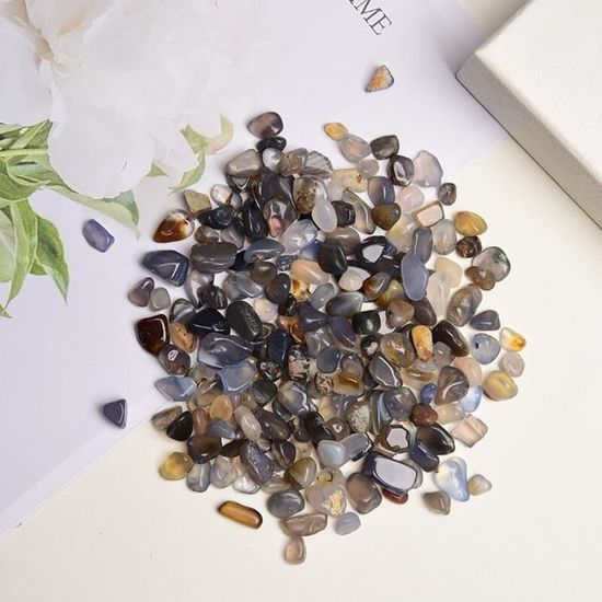 GALET,Grey Agate-100g--Feuille de cristal naturel, 50g 100g, Quartz ...