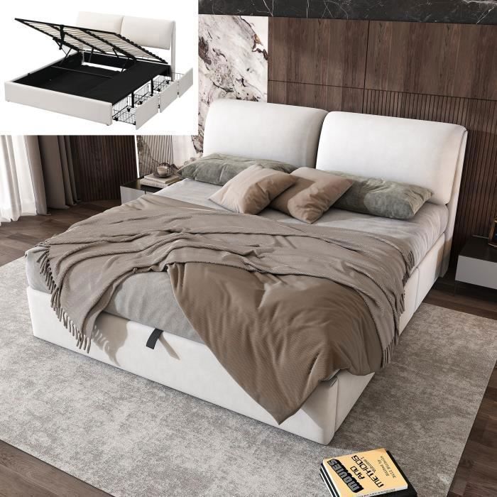 O.Ye Lit double 180×200 cm Lit coffre 2 personnes Trois tiroirs ...