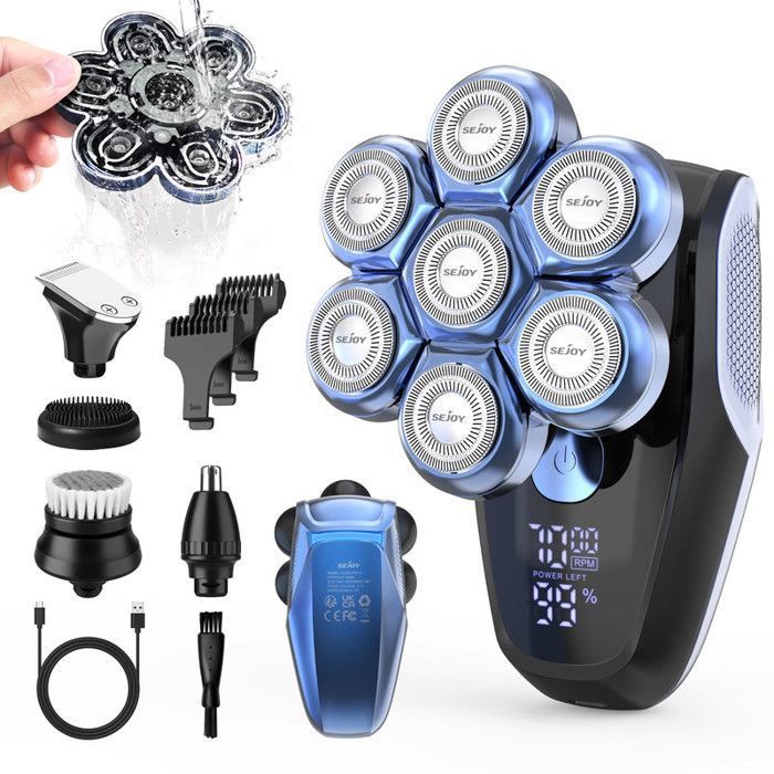 Rasoir électrique pour hommes chauves kit de toilettage de barbe ...