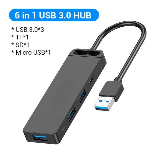 CONCENTRATEUR USB3.0 6 en 1 - Livraison gratuite pour Lenovo Macbook Pro PC Hub USB 3 0 Hub USB ...