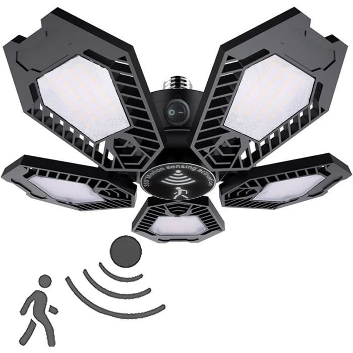 Led Éclairage Garage,100W Lampe D'Atelier Déformables,5 Panneaux ...