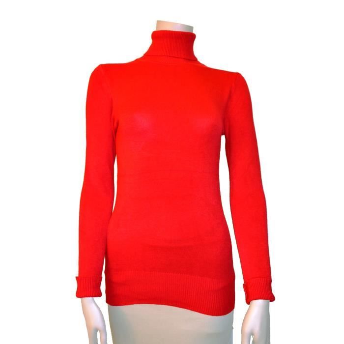 Pull col roulé femme maille douce rouge Rouge - Cdiscount Prêt-à-Porter