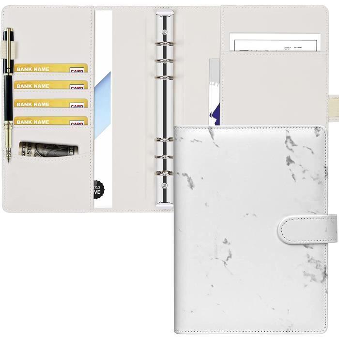 CLASSEUR Portfolio A5 PU Cuir, Mallette Multifonctionnelle 6 Reliures à ...