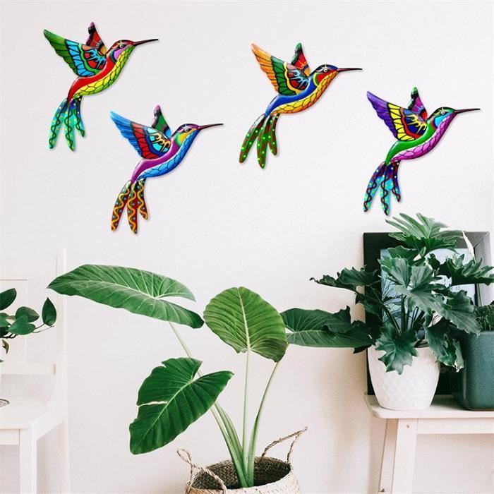 Décoration murale - GH - Colibri - Fer forgé - 4 couleurs vives - 22x26 ...