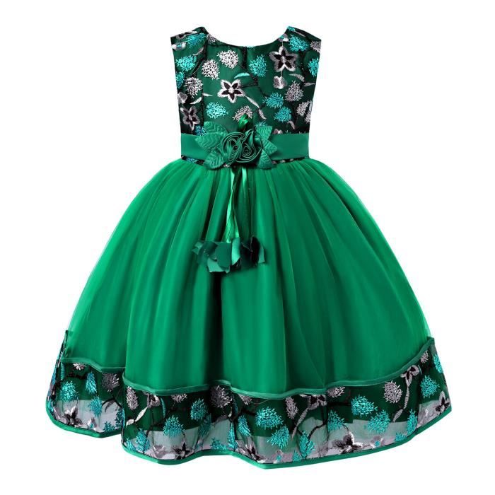 Freebily Robe Brodée Fille Princesse Pageant Robes De Bal Robe De