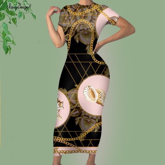 Robe,robe crayon longue dorée à manches courtes pour femmes,tenue de ...