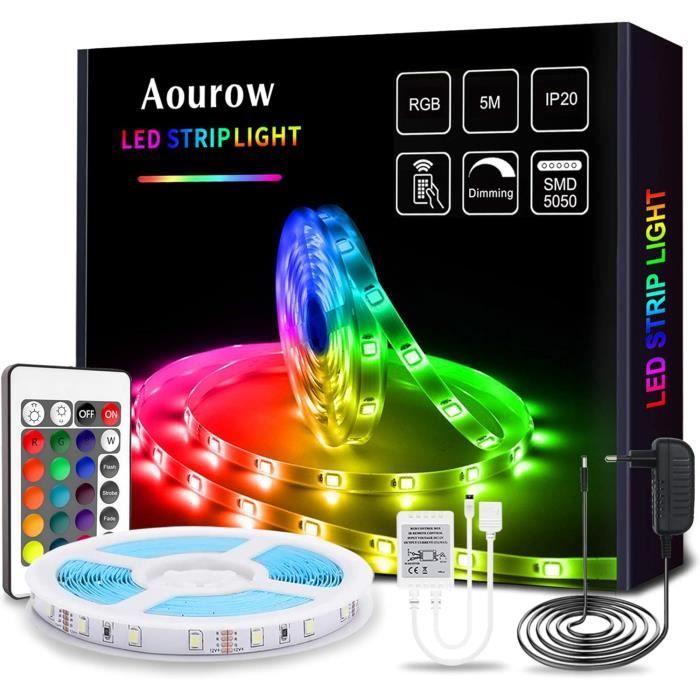 Ridgetube Ruban Led,5M Bande Led Flexible Rgb Avec Télécommande Ir 24 ...