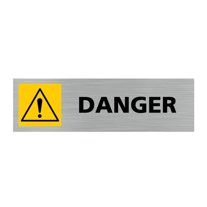 Pictogramme ATTENTION DANGER Q0289Adhésif aspect aluminium brossé ...