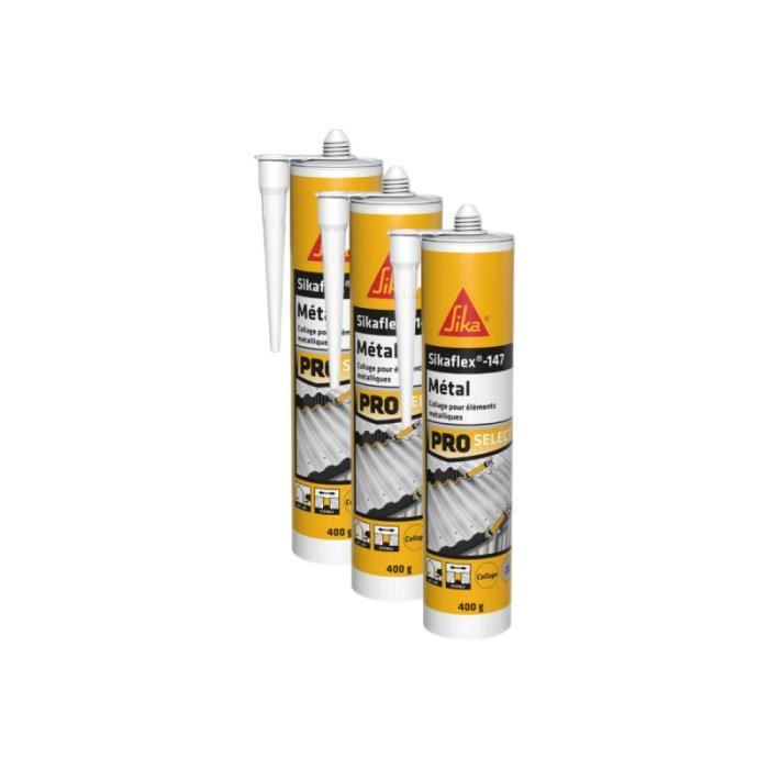 Lot de 3 mastics colle SIKA Sikaflex 147 Metal - Gris Clair - 3 x 290ml ...