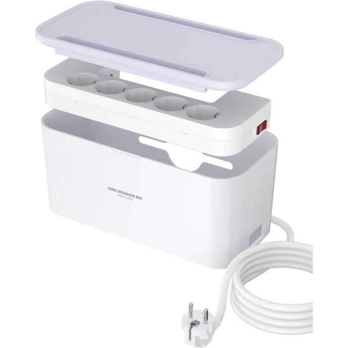 Boîte À Câbles Avec Multiprise 5 Prises Avec 3 Usb A, Organiseur De ...